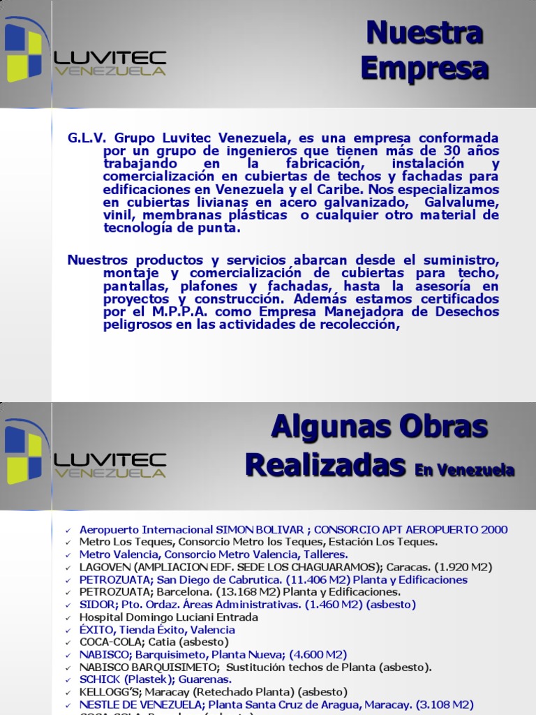 Presentación de G.L.V. Grupo Luvitec Venezuela C.A. - Abril 2012 PDF ...