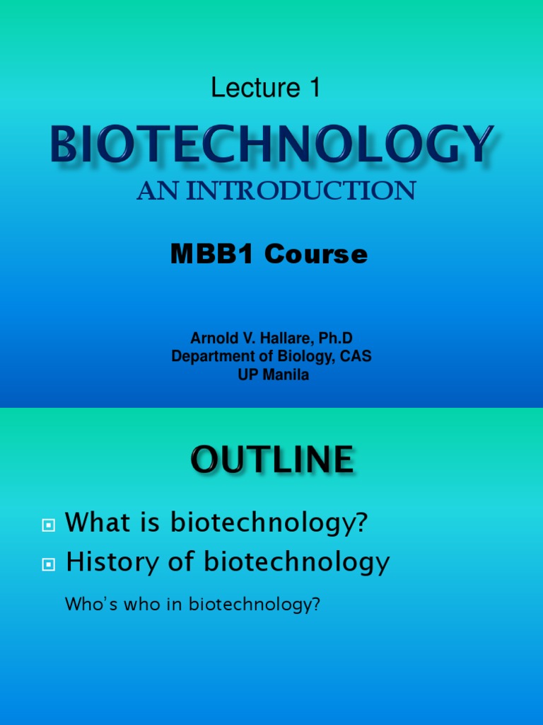 Lecture 1. Introduction To Biotechnology | PDF | Biotechnology ...