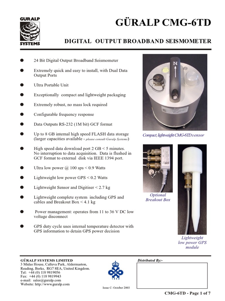 6TD Broadband Seismometer | PDF | Electrical Connector | Usb