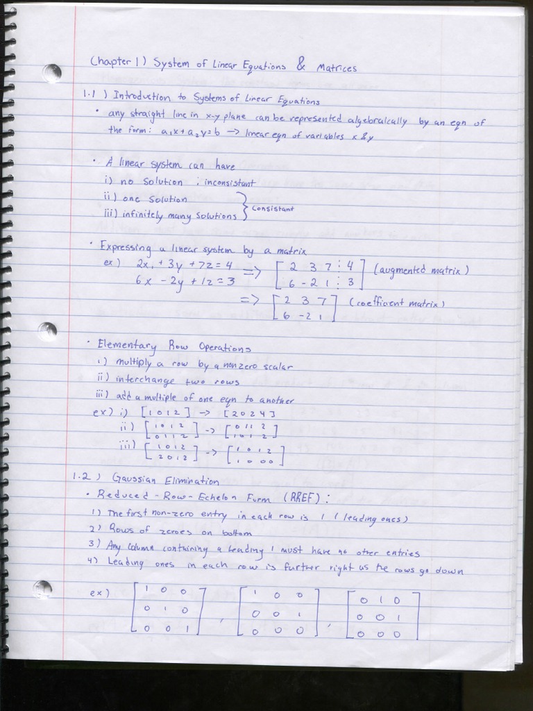 Linear Algebra Notes | PDF