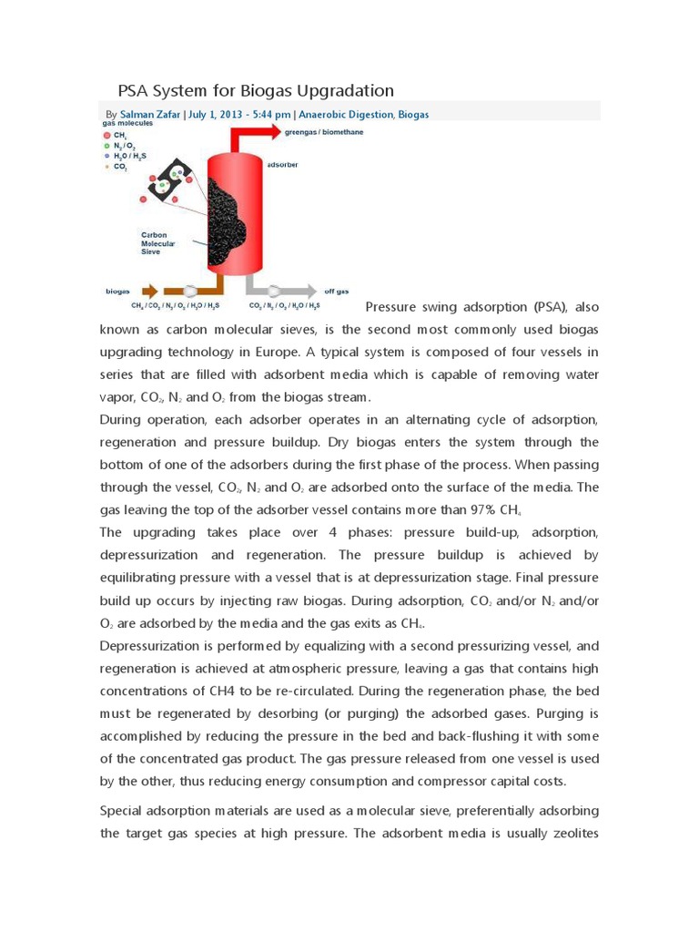 PSA System For Biogas Upgradation | PDF