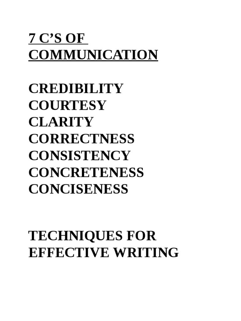 7 C'S of Communication Credibility Courtesy Clarity Correctness ...