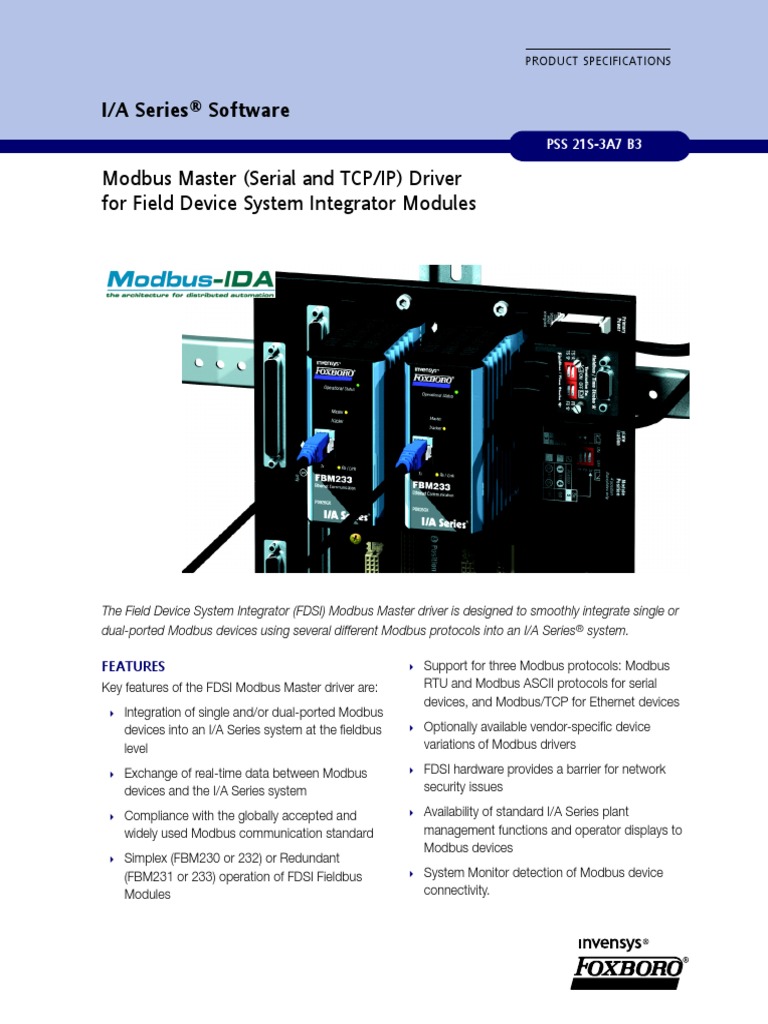 Modbus Master (Serial and TCP/IP) Driver For Field Device System ...