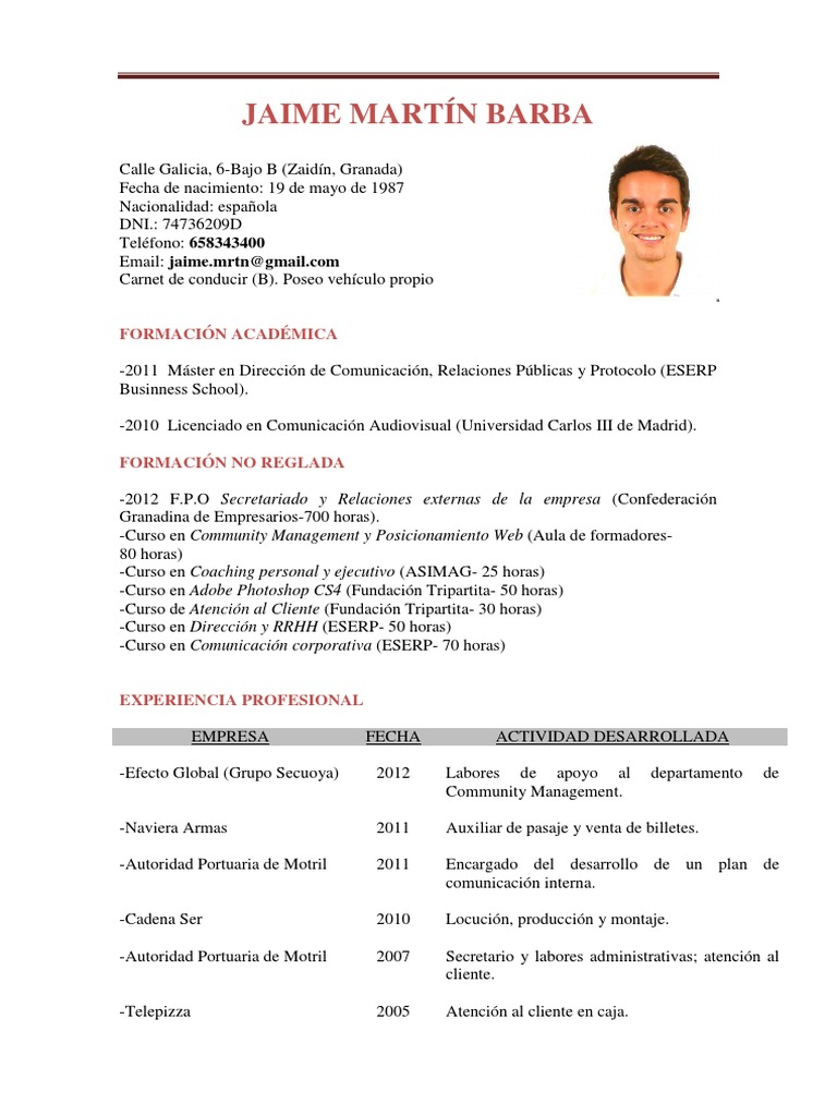 CURRICULUM VITAE - Jaime Martín | PDF CURRICULUM VITAE - Jaime Martín | PDF