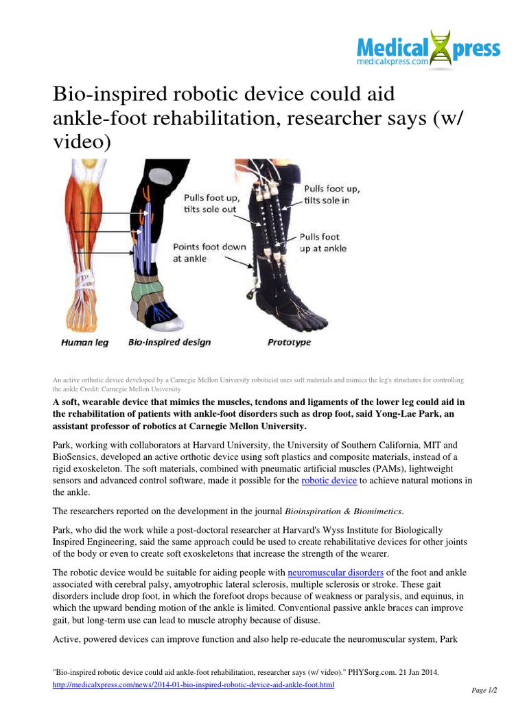 2014 01 Bio Inspired Robotic Device Aid Ankle Foot | PDF | Robotics | Foot