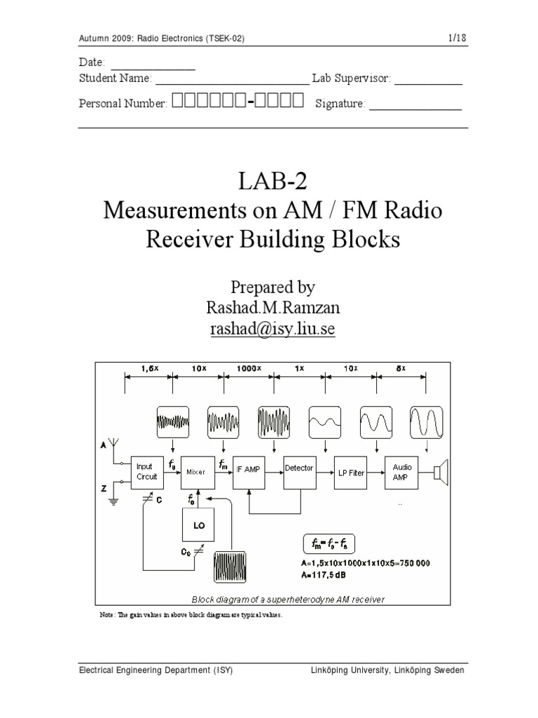 LAB-2 Measurements On AM / FM Radio Receiver Building Blocks | PDF ...