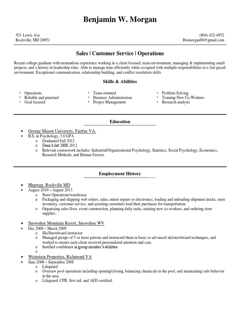 Benjamin W. Morgan: Resume Overview | PDF | Business
