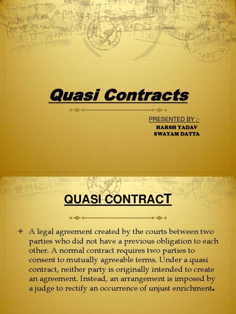 Understanding Quasi Contracts in Law | PDF | Business Law | Social ...