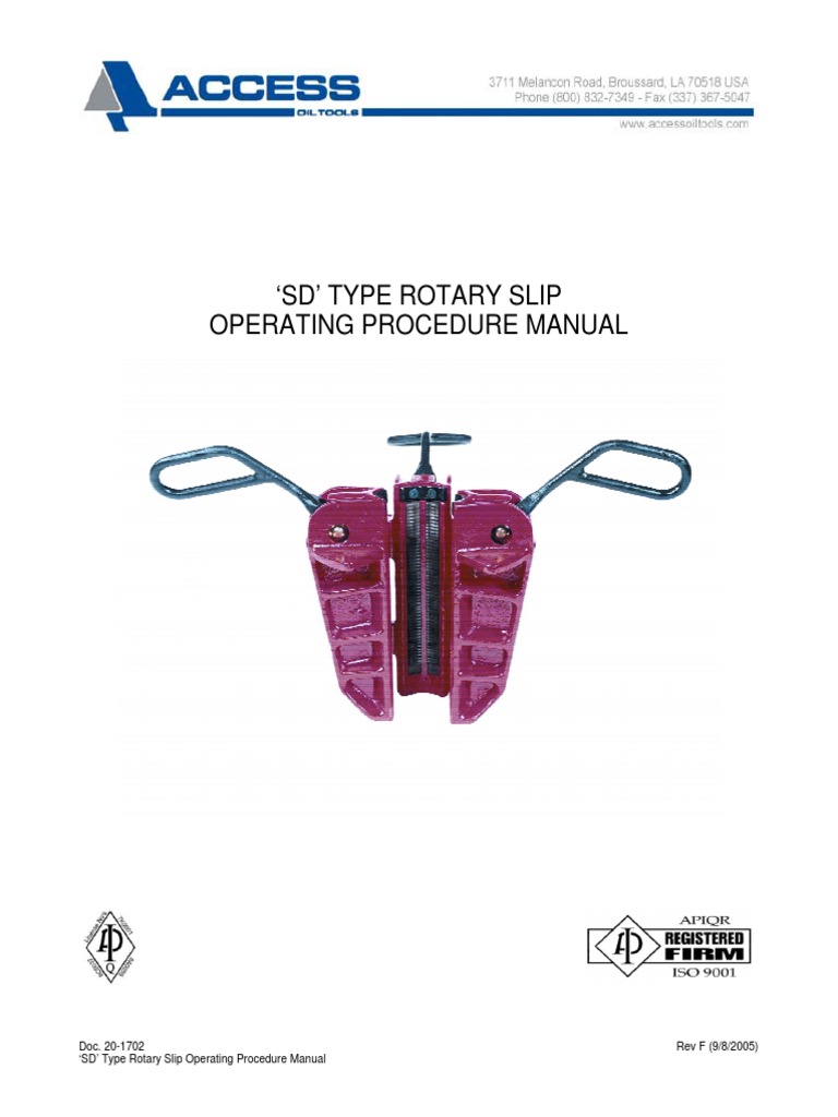 SD Slip Manual | PDF | Screw | Pipe (Fluid Conveyance)