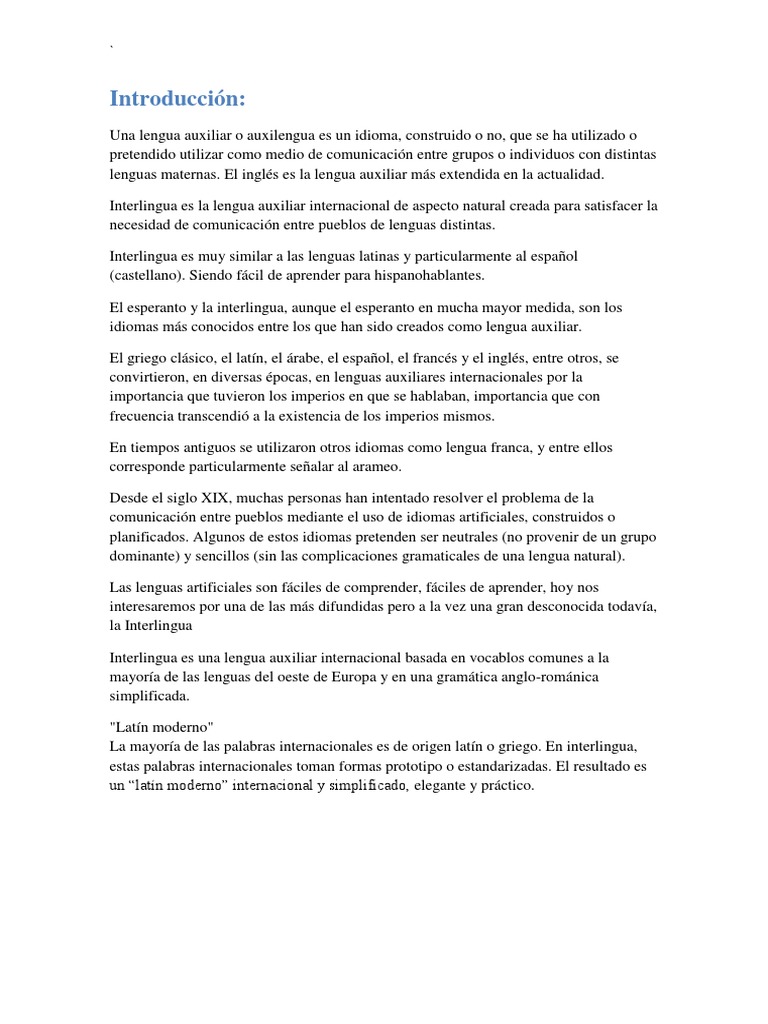 Que Es Interlingua | PDF | Idiomas | Artes del lenguaje y disciplina