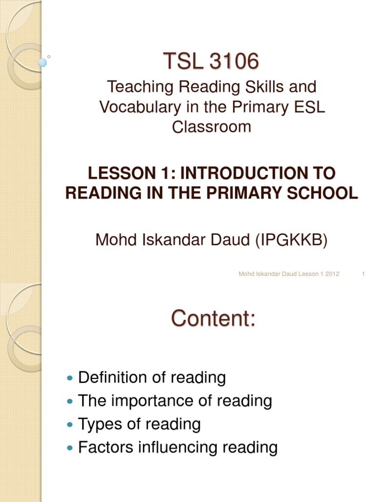 Teaching Reading in Primary ESL Classrooms | PDF