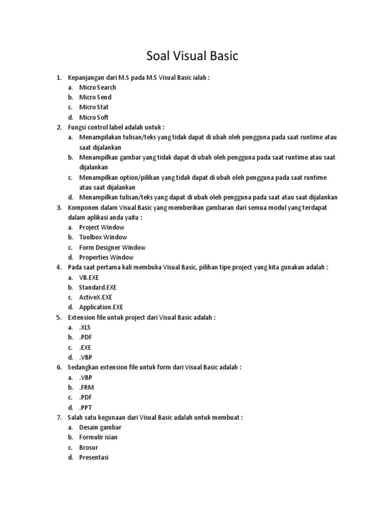 20 Soal Visual Basic To Labsi | PDF | Komputer