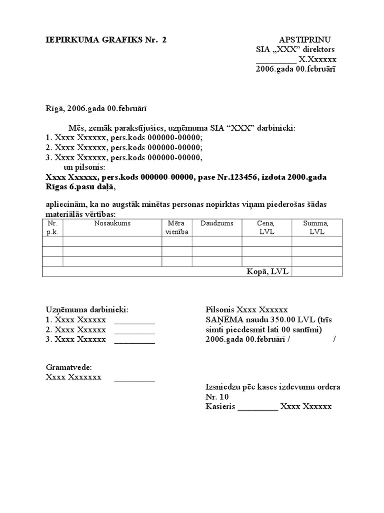 Iepirkuma Akta Paraugs | PDF