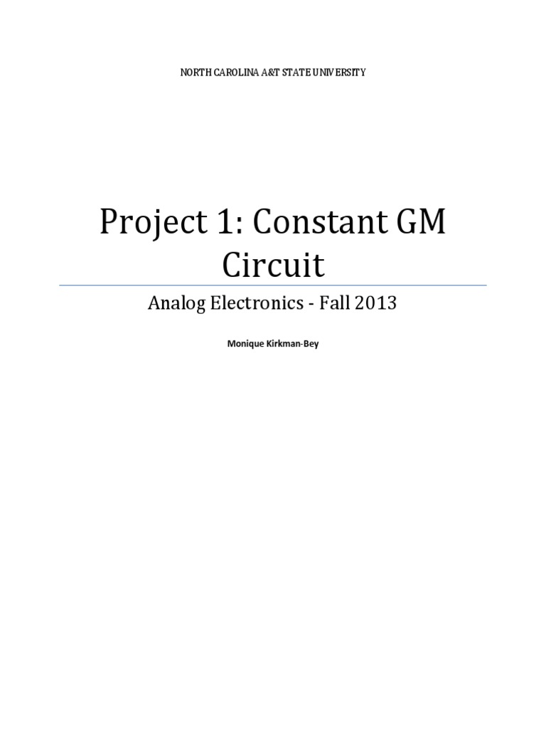 Analog Electronics Constant GM Circuit | PDF | Electrical Network | Cmos