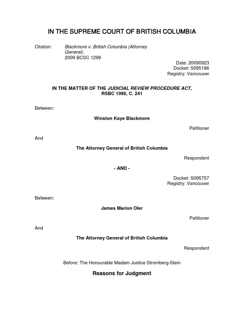In the Supreme Court of British Columbia | Prosecutor | Lawyer