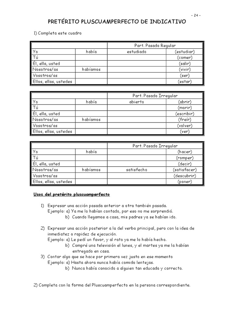 Ejercicios con el Pretérito Pluscuamperfecto.doc