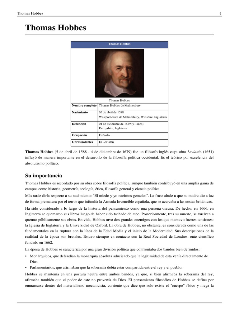 Thomas Hobbes | PDF | Thomas Hobbes | Teorías filosóficas