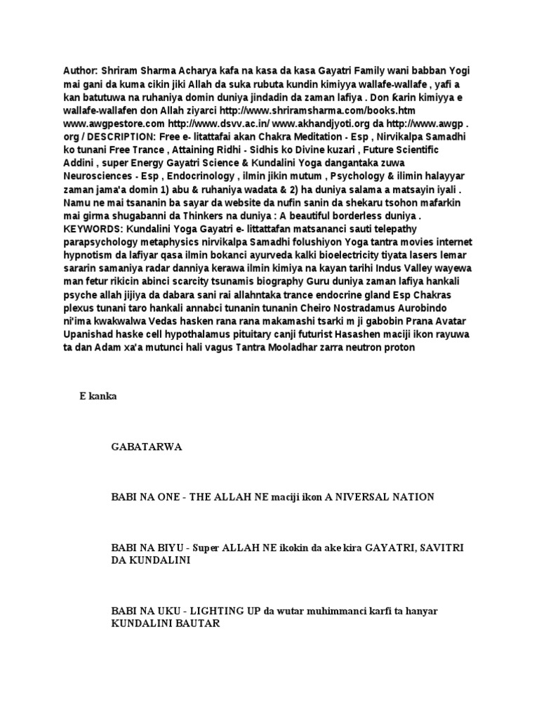 Hausa Book - Divine Serpent Power | PDF