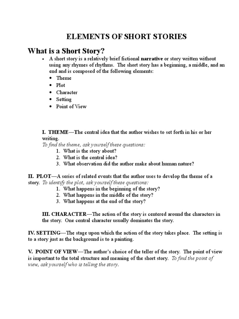 Elements of a Short Story Explained | PDF | Narration | Cognitive Science