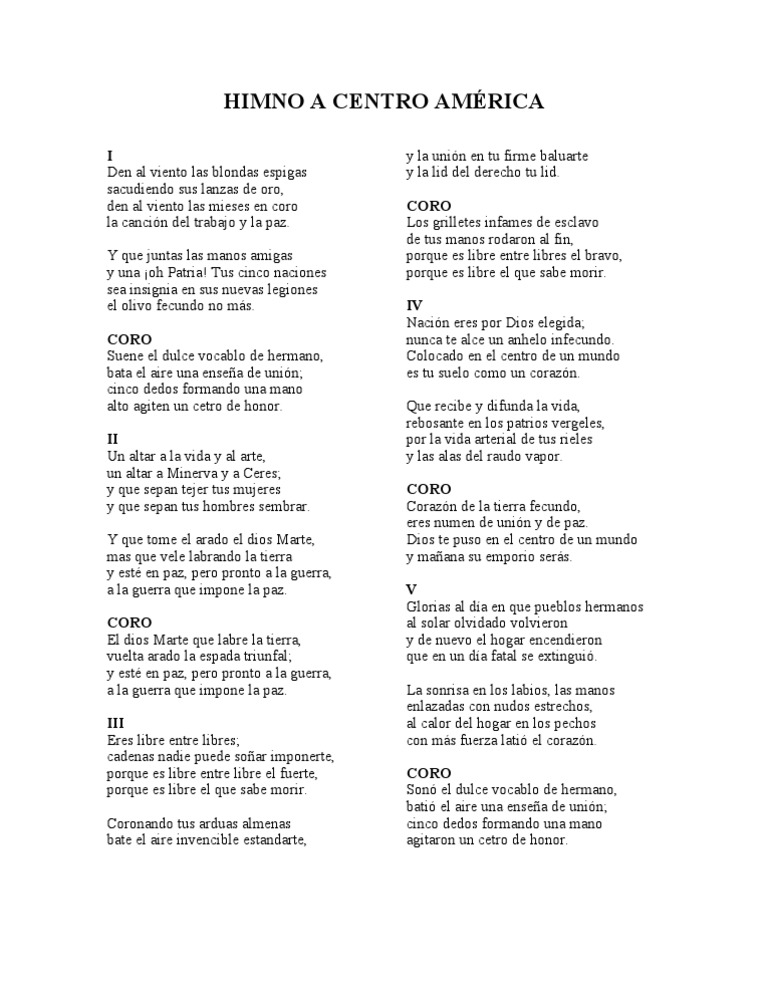 HIMNO A CENTRO AMÉRICA