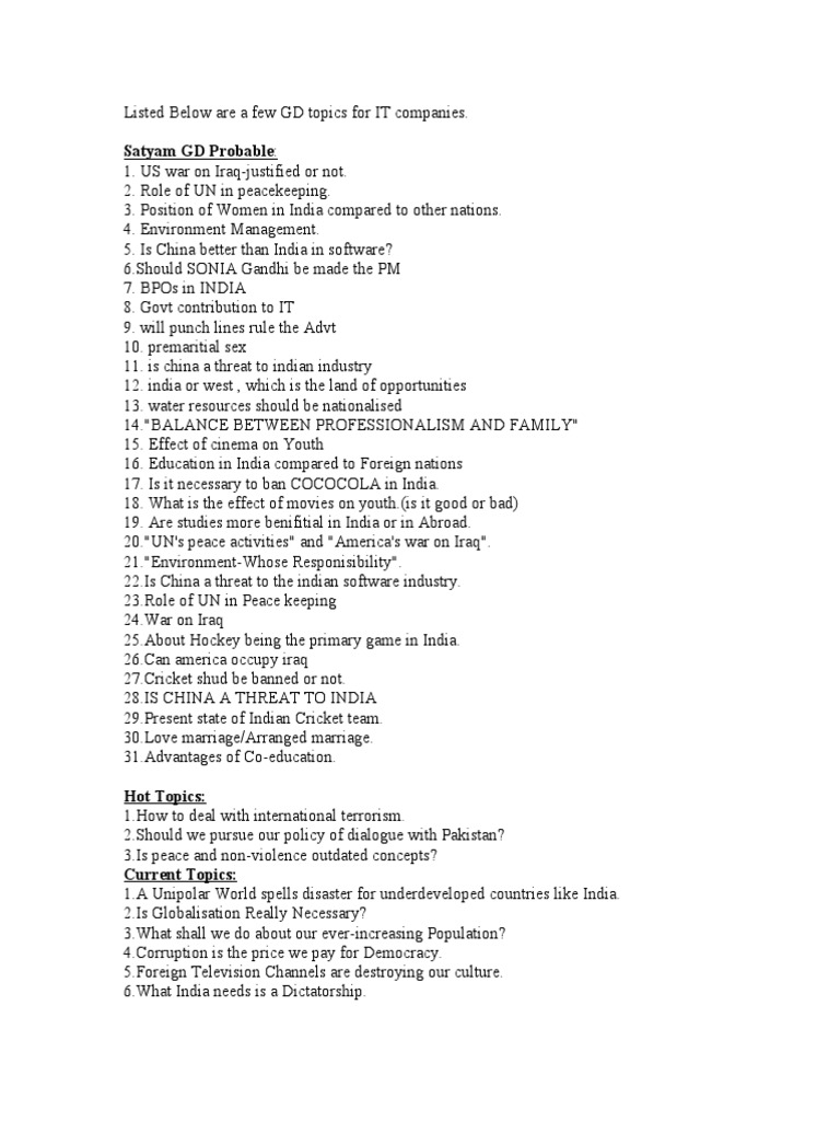 GD Topics | PDF | Government | Politics (General)