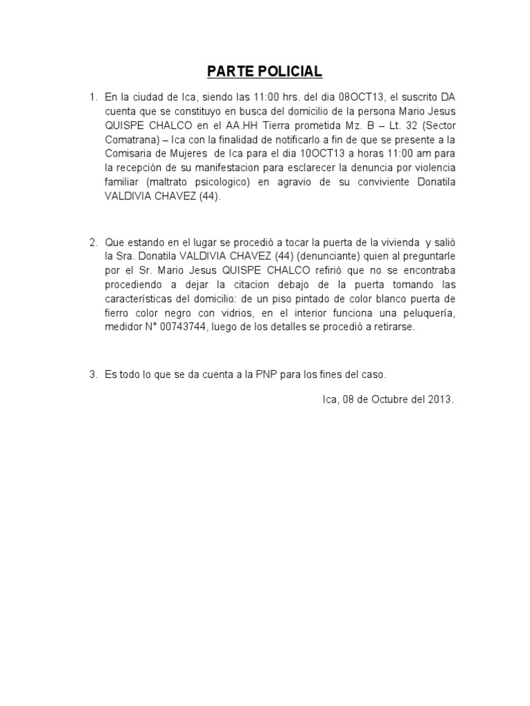 Parte Policial | PDF