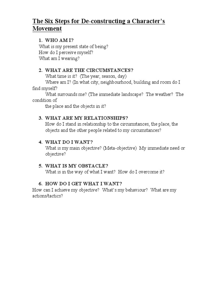 The Six Steps For Deconstructing A Character's Movement | PDF | Career ...