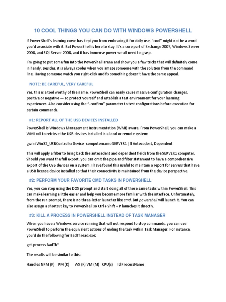10 Cool Things You Can Do With Windows PowerShell | PDF | Windows ...
