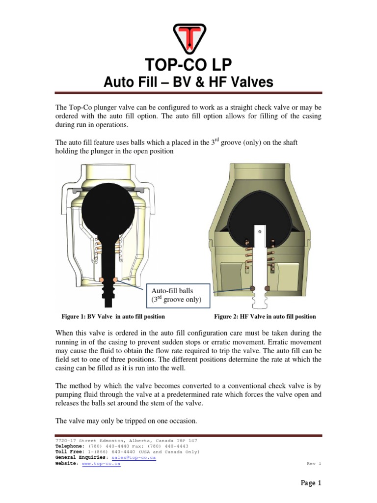 Top-Co - AutoFill - BV & HF Valves | PDF | Valve | Gas Technologies