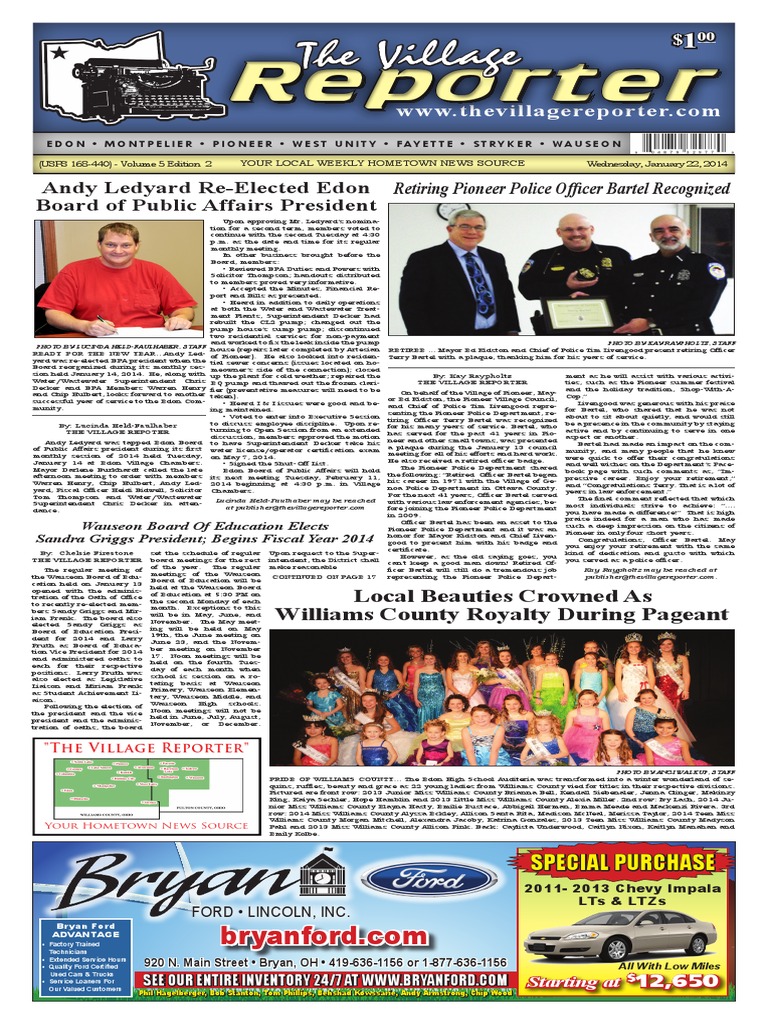 The Village Reporter - January 22nd, 2014 | PDF | Mental Disorder ...