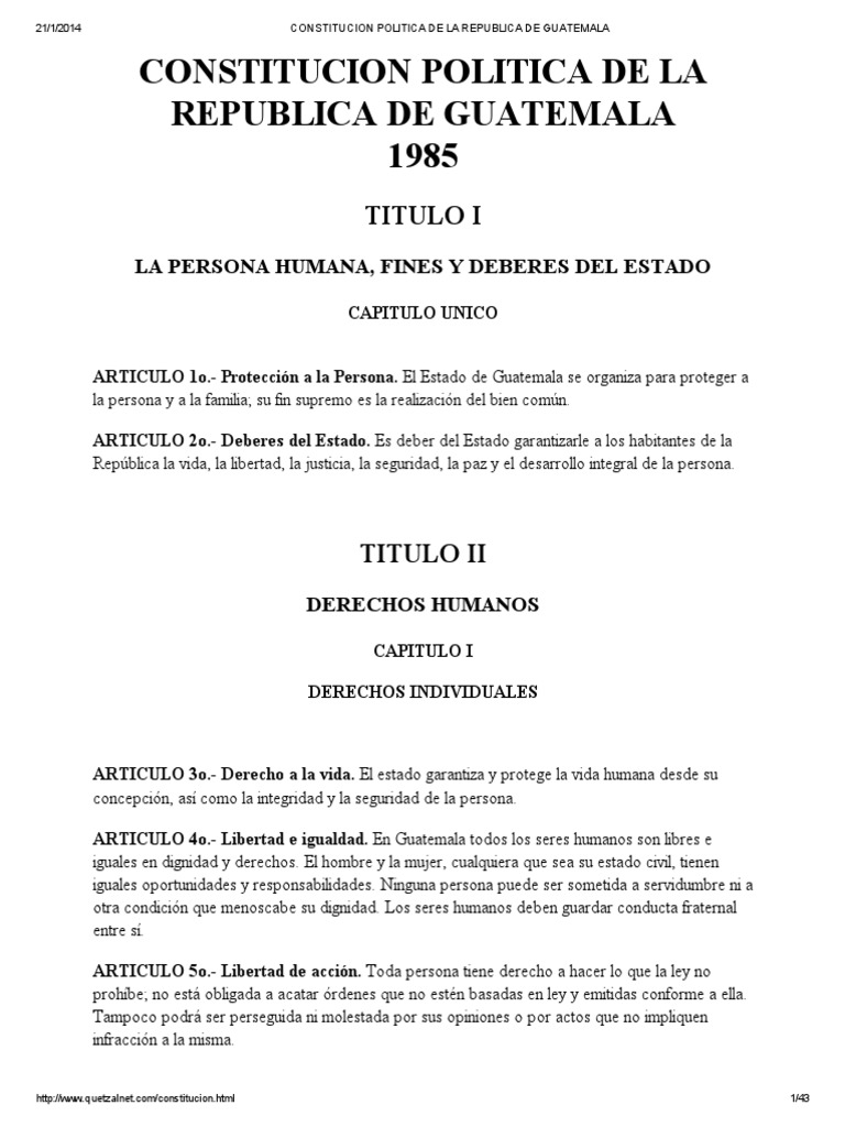 Constitucion Politica de La Republica de Guatemala | PDF | Dominio ...
