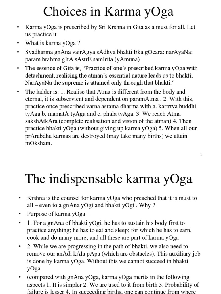 Choices in Karma Yoga | PDF | Prana | Yoga