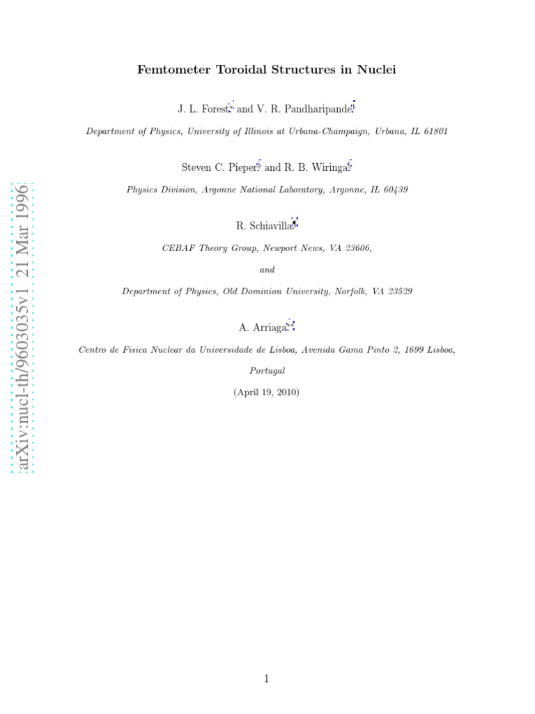 Femtometer Toroidal Structures in Nuclei: J. L. Forest and V. R ...