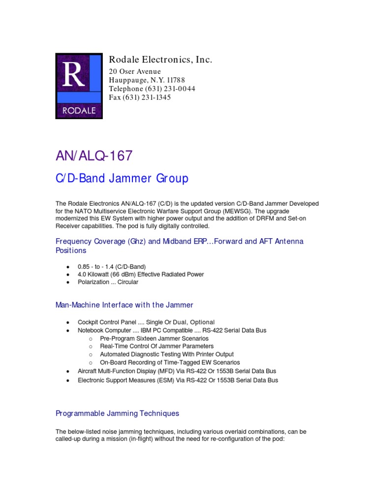 Rodale ALQ-167 CD Band | PDF | Cockpit | Electronics