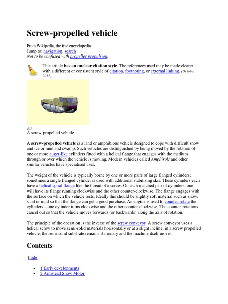 Screw Propelled Vehicle | PDF | Vehicles | Manufactured Goods