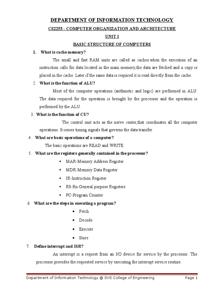 Department of Information Technology | PDF | Instruction Set | Random ...