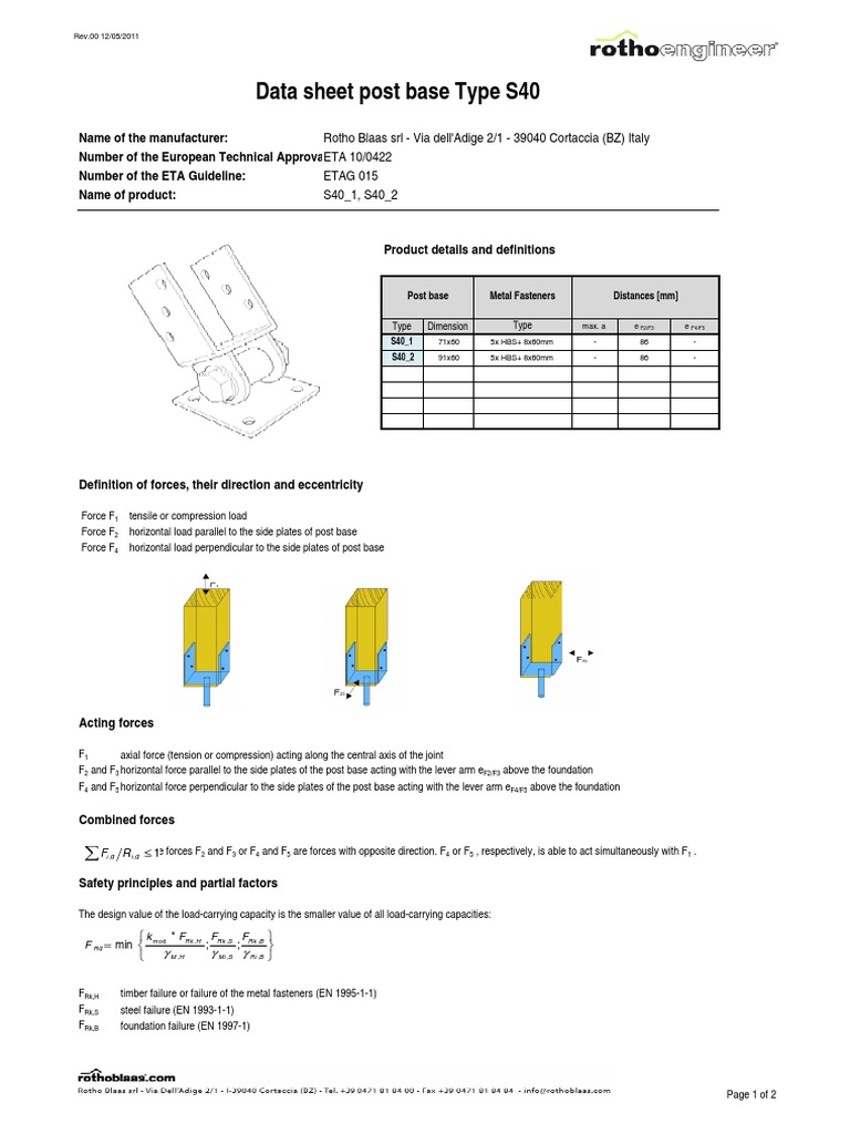 Rothoblaas - Typ S.technical Data Sheets - en | PDF | Science ...