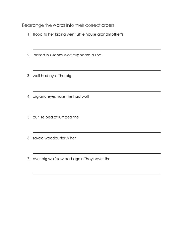 Word Order Rearrangement Exercise | PDF | Foreign Language Studies ...