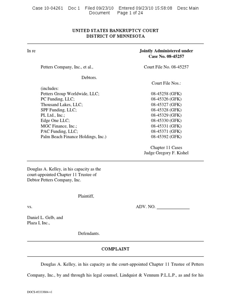 Complaint Against Daniel L. Gelb | PDF | Bankruptcy In The United ...