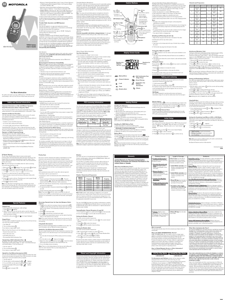 Motorola T6500 Manual | Radio Frequency | Radio