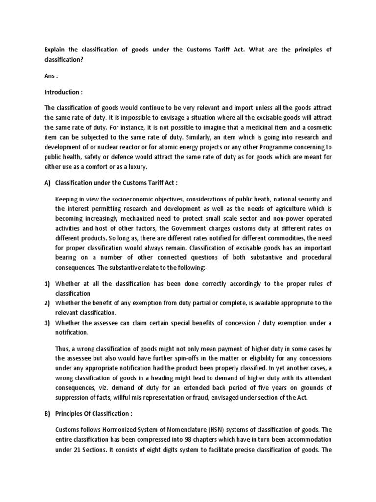 Classification of Customs | PDF | Tariff | Customs