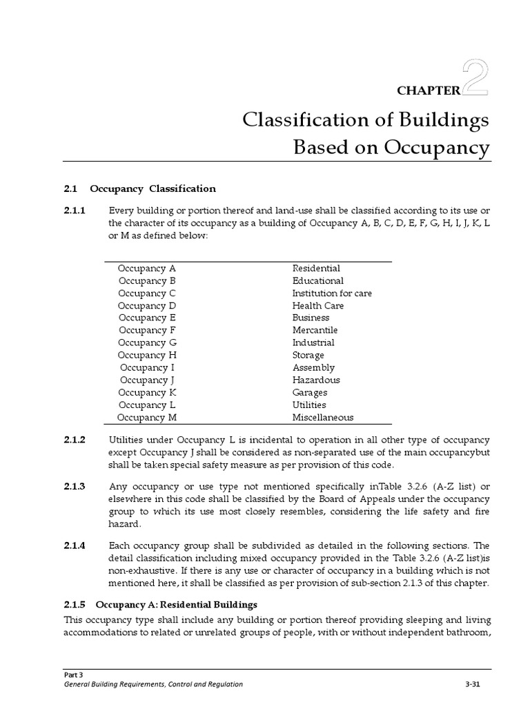 Part 3-Chap 2 - Classification of Buildings Based On Occupancies | PDF ...