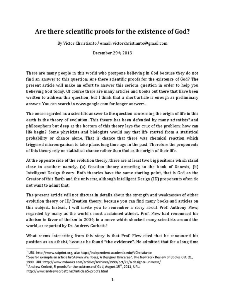 Are There Scientific Proofs For The Existence of God PDF | PDF ...