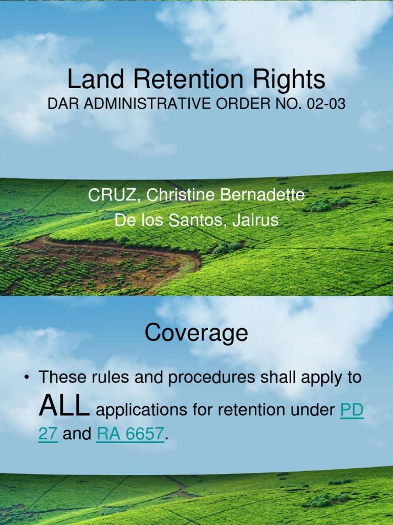 Land Retention Rights and Procedures | PDF | Leasehold Estate | Justice