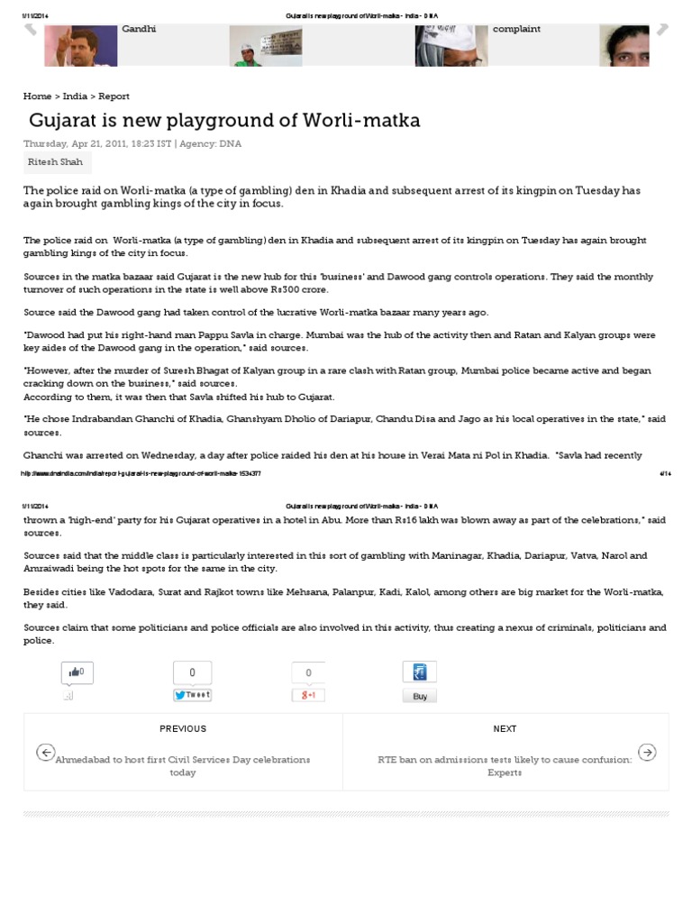 Gujarat Is New Playground of Worli-Matka - India | PDF | Gujarat | Violence
