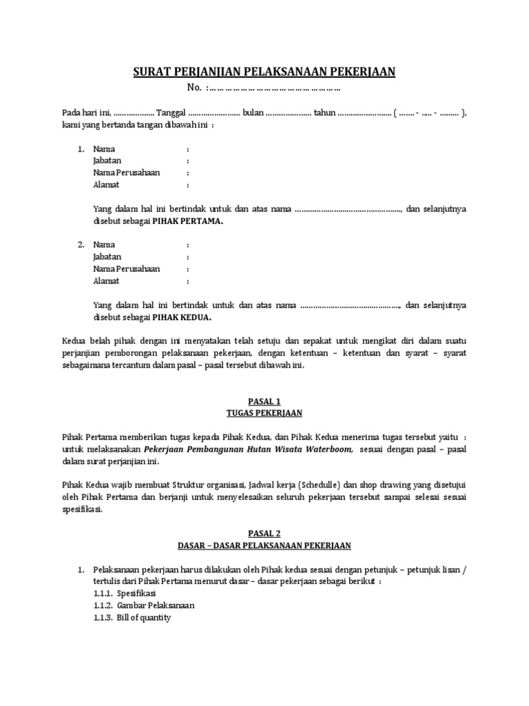 DRAFT SPK (Contoh) | PDF