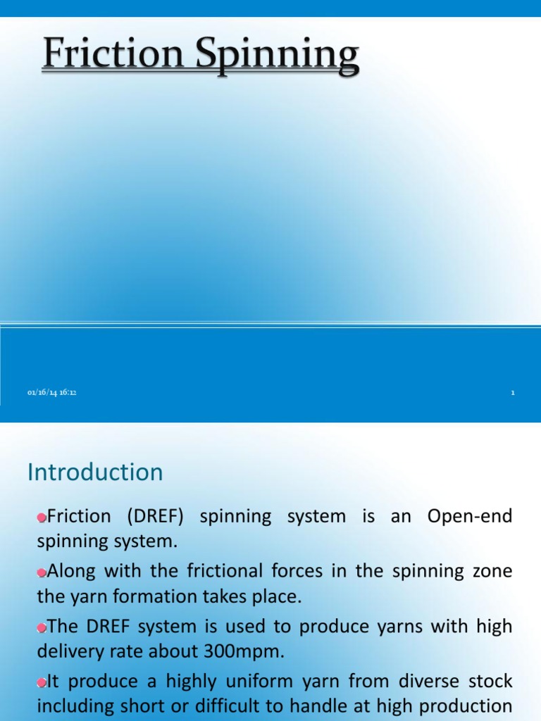 Overview of DREF Friction Spinning Systems | PDF | Textiles ...