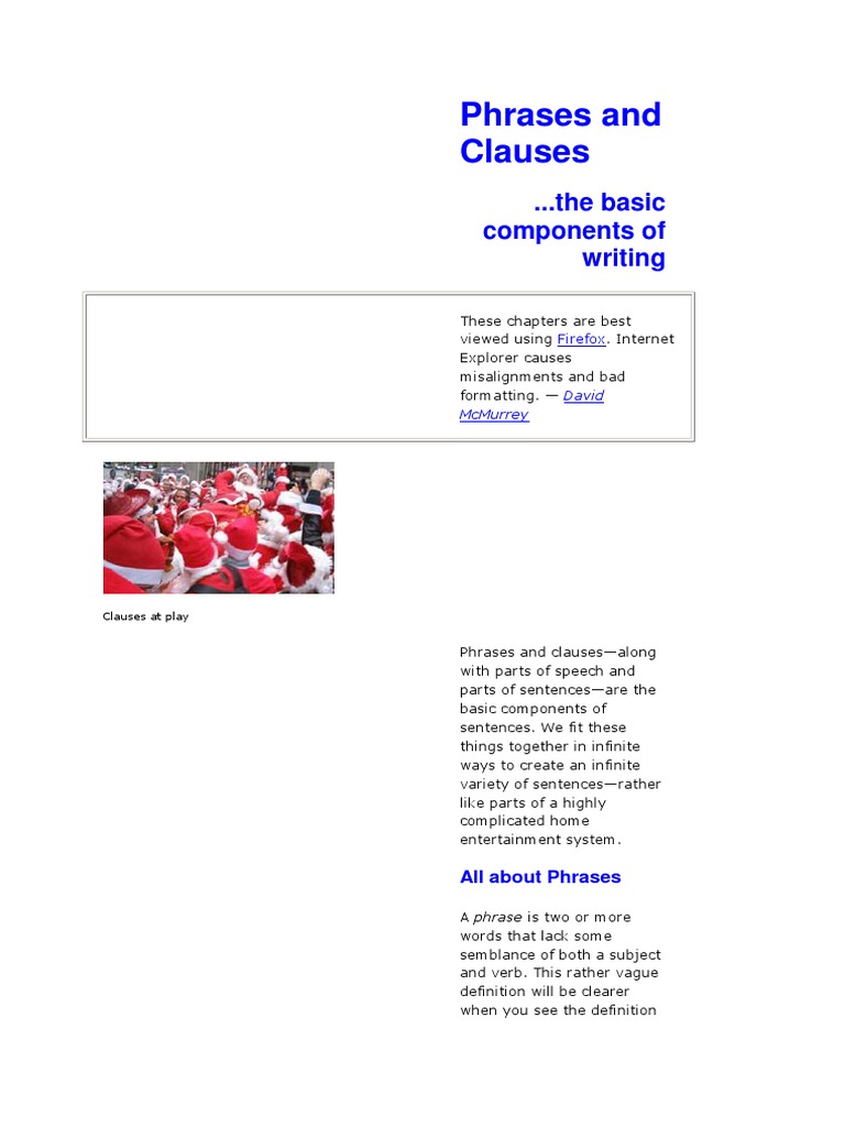 Writing Basics: Phrases & Clauses | PDF | Phrase | Clause