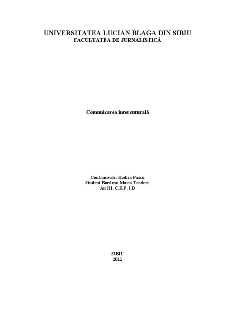 Comunicare Interculturala-Rodica Pascu | PDF