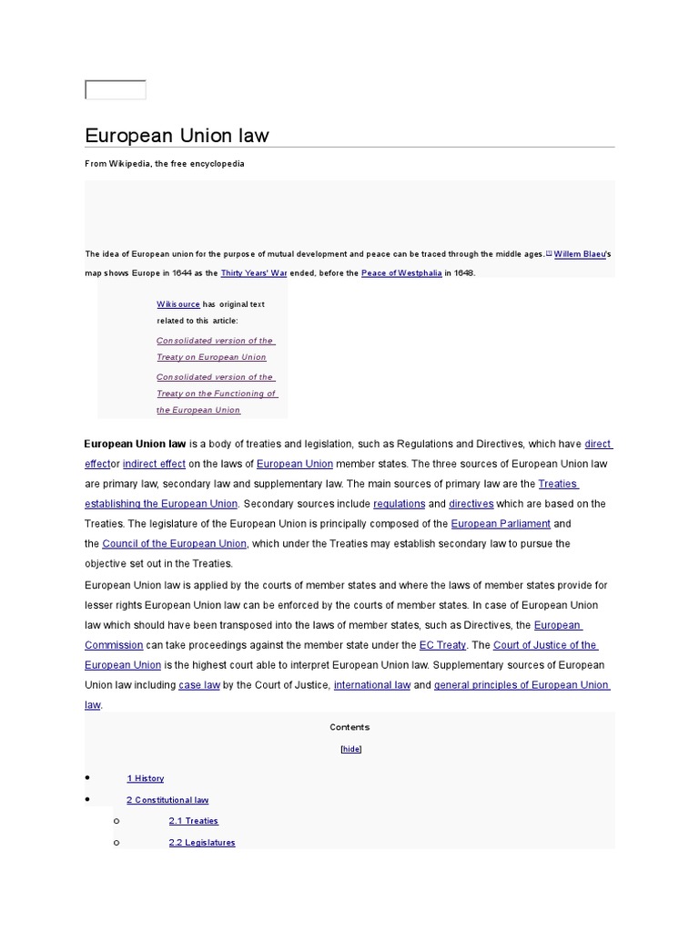 European Union Law: From Wikipedia, The Free Encyclopedia | PDF ...